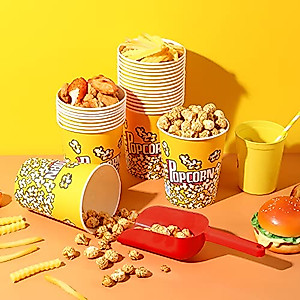 Colarr 31 Pack 32 oz Popcorn Buckets Reusable Popcorn Container Greaseproof Paper Popcorn Tub with Plastic Popcorn Scoop for Home, Theater Movie Night, Circus, Carnival Theme Party Decorations