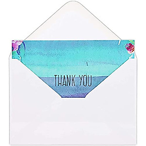 Blank Thank You Cards and Envelopes, Cute Watercolor Greeting Cards (4 x 6 In, 48 Pack)