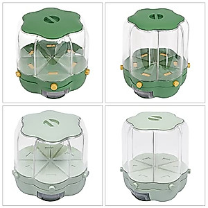 6-Grid Grain Storage Tank, 360° Rotatable Miscellaneous Grains Food Dispenser Grain Storage Box Suitable for All Beans Barley Millet And Other Granular Grains or Pet Food (Large, Light Green)