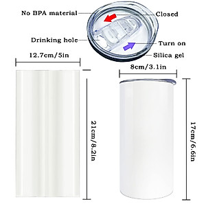 AiHeart 16oz Kids Sublimation Straight Skinny Tumblers,6pack Stainless Steel Blanks Bulk,Double Wall Vacuum Tumblers with Shrink Wrap Films and Straws,Great DIY Gift for Kid and Toddler