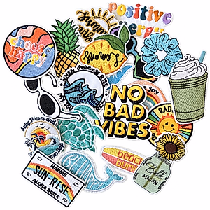 Kawaii Cartoon Iron On Patches, Cute Decor Patches for Backpacks, Embroidery Applique Aesthetic Stuff for Clothing, Jackets, Jeans, Hats (Cute1 20 Pcs)