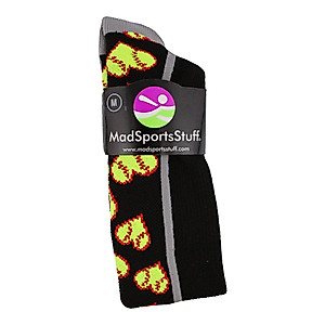 MadSportsStuff Love Softball Socks with Hearts Over the Calf (Black/Grey, Medium)