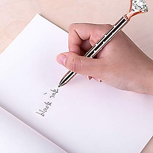 5 PCS Big Crystal Diamond Ballpoint Pen,HBlife Metal Ballpoint Pen Office Supplies，Gold Pens with 5 Ballpoint Pen Refills, 1 Black Velvet Bag, Black Ink