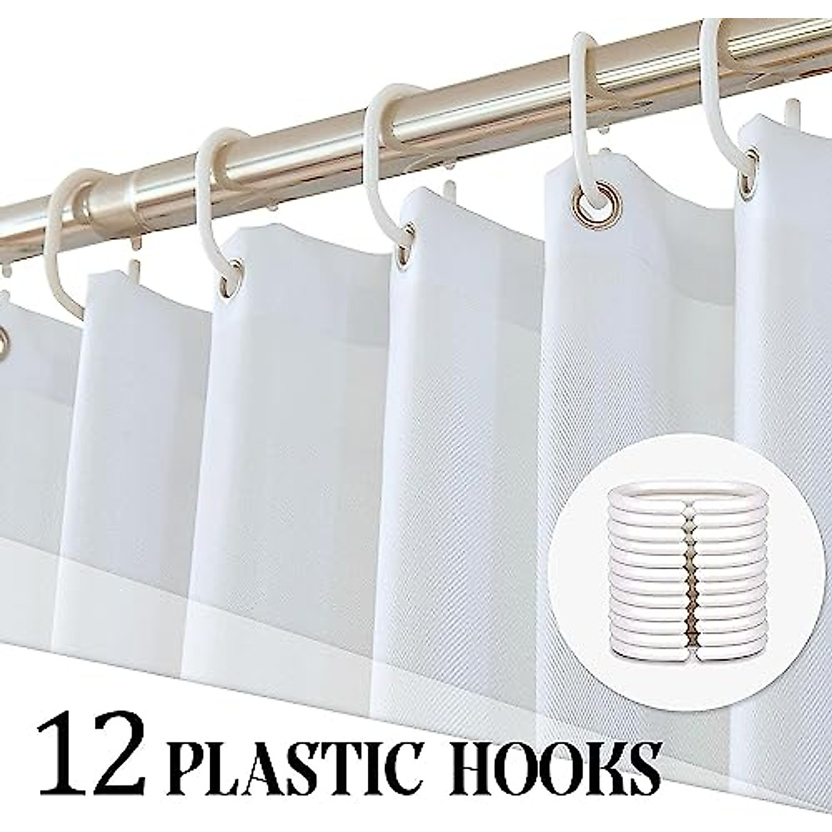 GiuMsi 72"X72" Gray and White Stripe Shower Curtain with Boho Tassel 12 Hooks for Bathroom Home Classic Farmhouse Modern Decorations Polyester Waterproof Fabric Curtains-Thickness Upgrades-170 g/m2