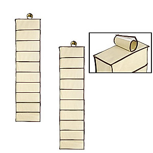 TSY TOOL 2 Pack 10 Shelves compartments Fabric Hanging Closet Shoe Storage Organizer, for Shoes, Handbags, Clutches , Accessories & Clothing , Hangs Over The Closet Rod , 6 x 12 x 47 inch