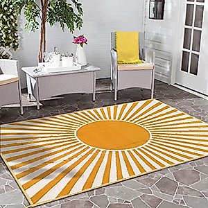 Anidaroel Outdoor Area Rug for Patio Clearance 5X8ft Waterproof, Reversible Plastic Straw Rug Outside Rug, Stain & UV Resistant RV Mat for Camping, Porch, Balcony, Pool Deck, Backyard, Orange