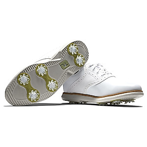 FootJoy Women's Traditions Golf Shoe, White/White, 9