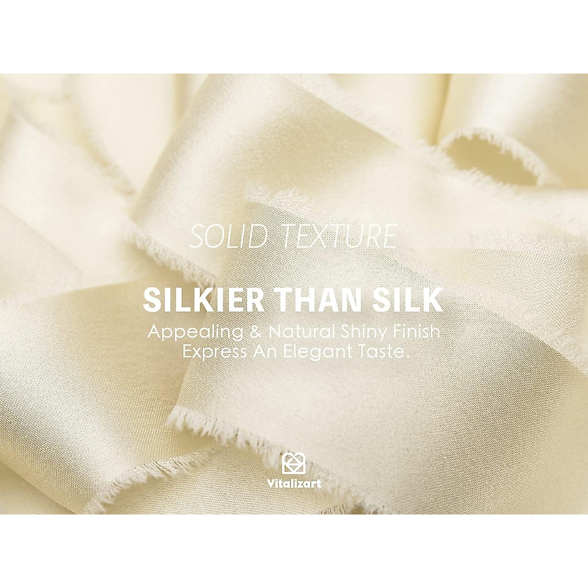 Vitalizart White Silk Satin Ribbon 1-1/2 inch x 15 Ivory Handmade Frayed Ribbons for Gift Wrapping Baby Shower Wedding Bridal Bouquets Holiday Decor Cream