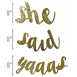She Said Yaaas Banner Gold Fancy Felt Glitter Engagement Party Photo Prop Banner Bachelorette Parties Decorations