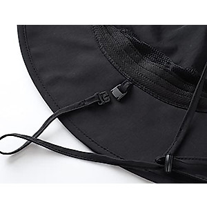 Home Prefer UPF50+ Mens Sun Hat Wide Brim Fishing Hat UV Protection Hat Portable Gardening Bucket Hat Black