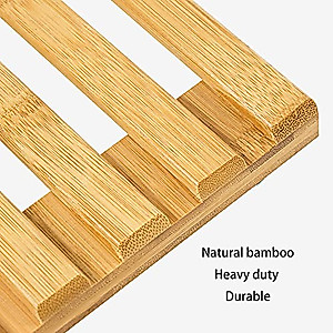 Cedilis 3 Pack Plant Caddy, Bamboo Plant Stand with Rolling Wheels, Mobile Flower Pot Mover Roller, Heavy Duty Plant Pot Pallet Dolly Caster for Patio Outdoor, Holds up to 100 Lbs, 12 Inch Square