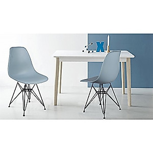 GIA Contemporary Armless Dining Chair, Qty of 2, Fog Seat with Black Metal Legs