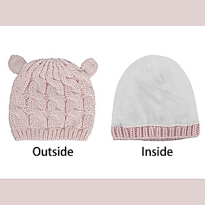 Fynnsure Baby Hat Glove Set Soft Newborn Mittens Baby Girl Boys Knitted Toddler Cap Infant Winter Beanie Mitten Sets Pink S