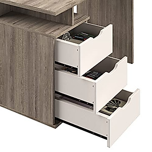 Lavish Home Computer Desk - Contemporary Desk with Attached 3-Drawer File Cabinet - for Home Office, Bedroom, Computer, or Craft Table (White)