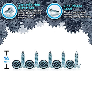 Au-ve-co 1000 Bulk Zinc Plated License Plate TAG Screws Hex Head Car Dealer Lot Self