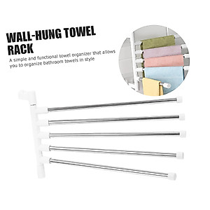 Artibetter 1 Set Rotating Towel Hanger Rotatory Towel Mount Towel Holder Wall Mounted Towel Rack Kitchen Towel Hanging Rack Swivel Towel Metal to Rotate Storage Rack White Stainless Steel