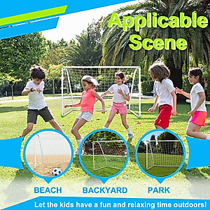 6'X4' Soccer Goal for Backyard Kids Portable Soccer Net with High-Strength Nets, Ground Stakes, Eight-Shaped Clasp, Strong PVC Frame & Weather Resistance Excellent Soccer Field Equipment