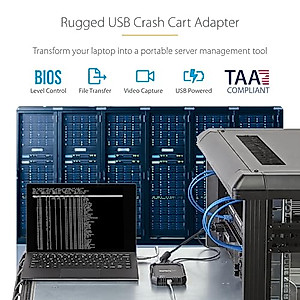 StarTech.com Rugged Laptop Crash Cart Adapter, USB/VGA KVM Console, File Transfer & Video Capture, Windows/Linux/MacOS - TAA