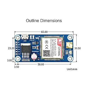 waveshare NB-IoT/Cat-M/GPRS/GNSS HAT for Raspberry Pi, Low Power Narrow Band Cellular IoT Communication Module Based on SIM7000G, Support Protocols TCP, UDP, PPP, HTTP, FTP, MQTT, SMS, Mail etc.