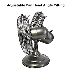 Optimus F-6212A F-6212A 3-Speed 60-Watt 12-In. Portable Retro Oscillating Table Fan