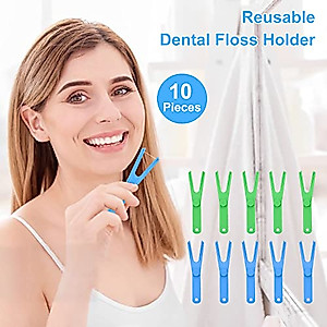 10 PCs Reusable Flosser Holder, Dental Floss Holder, Floss Handle Durable Adults and Kids Dental Tools…
