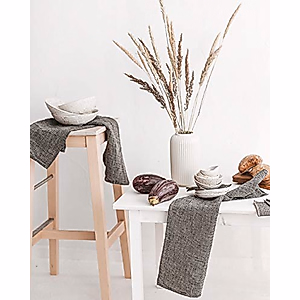 Thing Stories Fingertip Towels for Bathroom - Pure 100% Flax Linen Washcloths - 3-Pack 12x18-inch Linen Face Cloths - Black-Natural Waffle Weave Wash Clothes - Linen Exfoliating Face Towel for Women