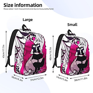 DHOUTSL Canvas Backpacks Helluva Anime Boss Laptop Backpack Unisex Multipurpose Double Shoulder Bag for Camping Travle Work Hiking Gifts