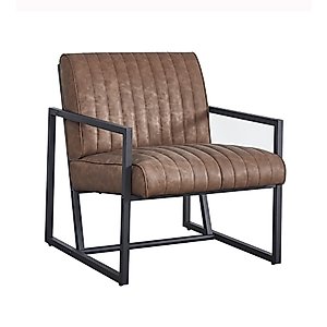 Brown Chairs, Living Room Accent Chair Armchair Leather Comfy Modern Home Furniture 25.98" L X 26.77" W X 29.53" H