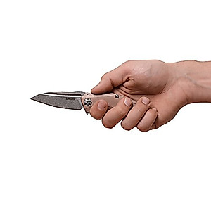 Kershaw Natrix - Copper Pocketknife (7006CU); 2.75-inch Drop-Point Blade with Stonewashed D2 Steel; Hefty Copper Handle Features Brushed Silver Hardware; Reversible, Deep-Carry Pocketclip; 3.7 oz