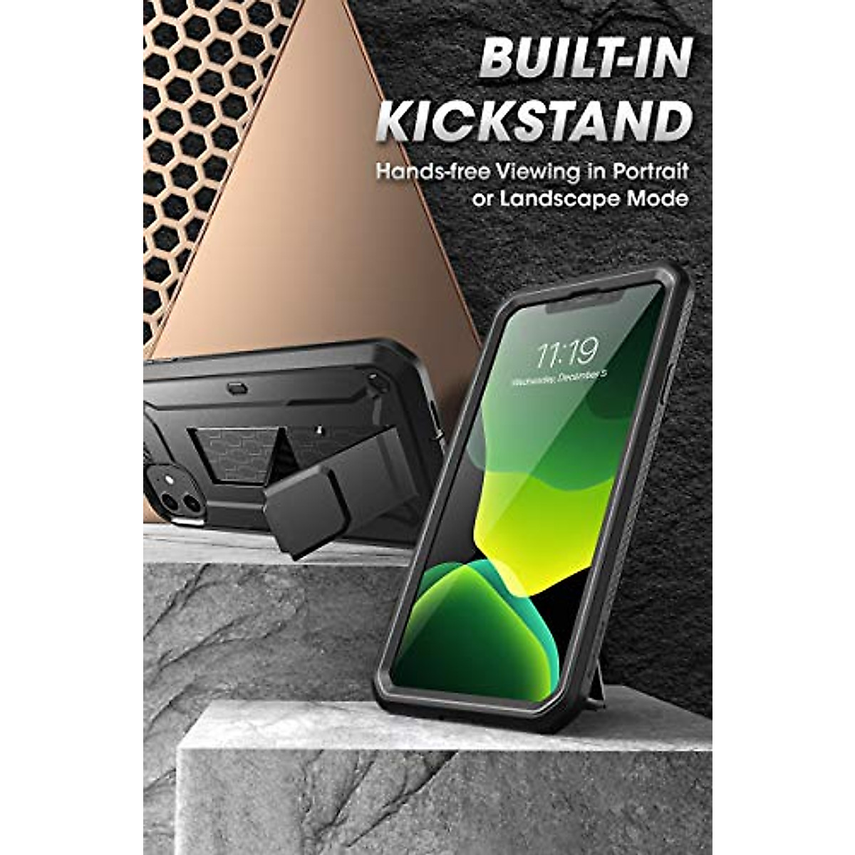 SUPCASE Unicorn Beetle Pro Series Case Designed for iPhone 11 6.1 Inch (2019 Release), Built-In Screen Protector Full-Body Rugged Holster Case (Black)