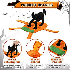Small Dogs Cats Halloween Costume, Puppy Adjustable Cloths with Black Cat Pumpkin Decoration, Funny Pet Cosplay for Halloween Party, M
