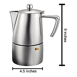 Cuisinox Milano Stainless Steel Moka Pot Espresso Coffee Maker, 10-Cup