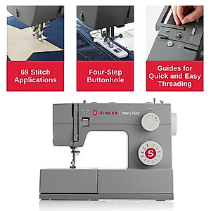 SINGER | 4411 Heavy Duty Sewing Machine With Accessory Kit & Foot Pedal - 69 Stitch Applications - Simple & Great For Beginners