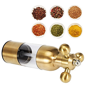 BORDSTRACT Pepper Grinder, Stainless Steel Salt and Pepper Grinder Salt Spice Mill Adjustable Coarseness Grinder, Seasoning Grinding Kitchen Tool for Cooking Gold)