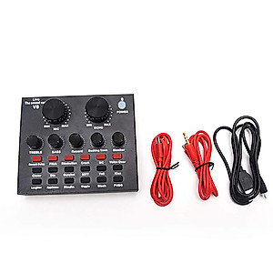 V8 Live Sound Card, Karaoke Sound Mixer Recording Sound Card USB Audio Interface Intelligent Volume Adjustable Audio Mixer Sound Card with Multiple Funny Sound Effect