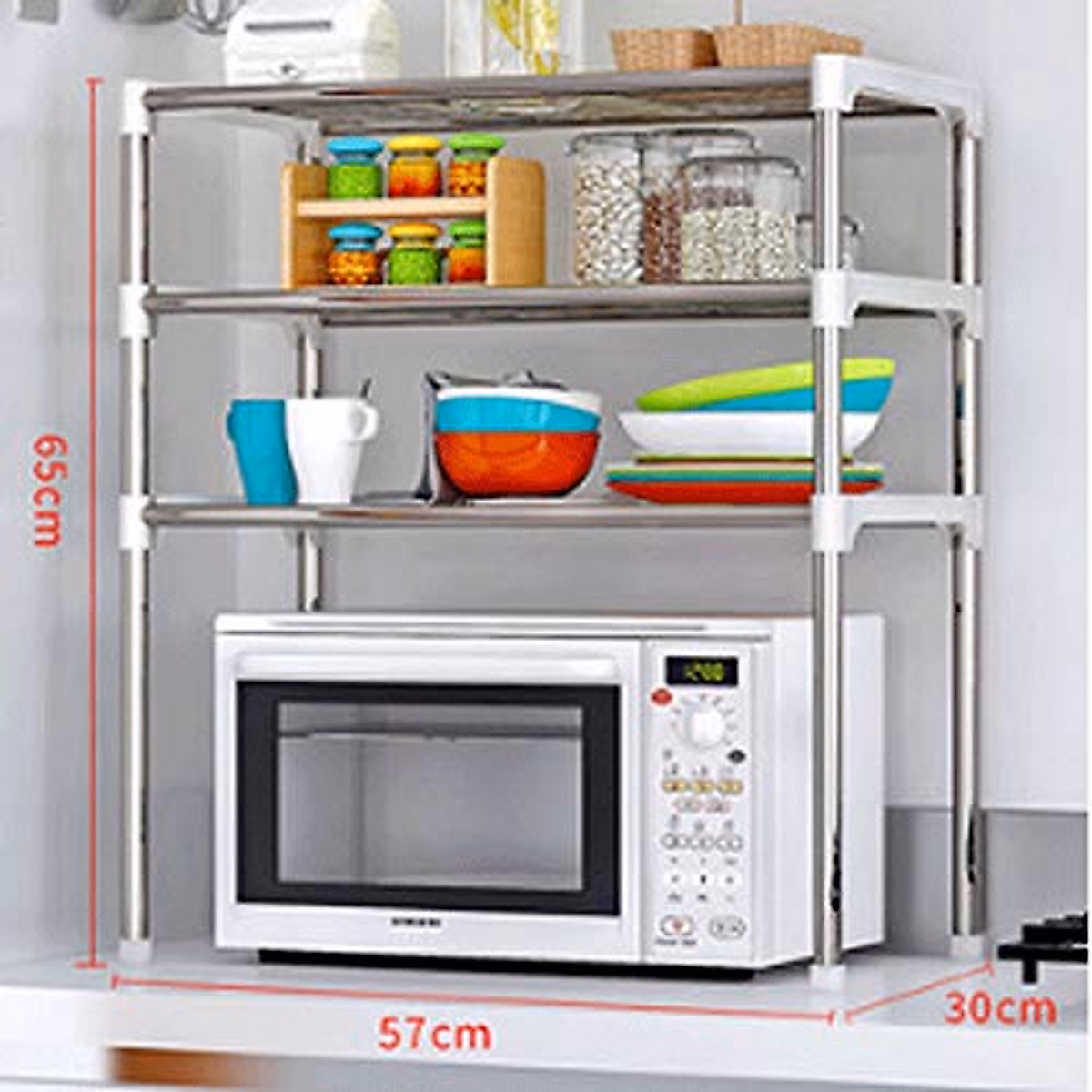 JAHH Microwave Shelf Rack Kitchen Shelf Spice Rack Multifunctional Kitchen Storage Rack Bathroom Organizer Shelf Book Shoes Shelving