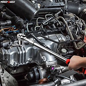 MAXPOWER 1/2-Inch Drive Extendable Ratchet Wrench, 1/2 Inch Drive Ratchet Socket Wrench, Quick Release 72-Tooth Reversible Ratcheting Feature(17 1/8" - 22 5/8" Length)