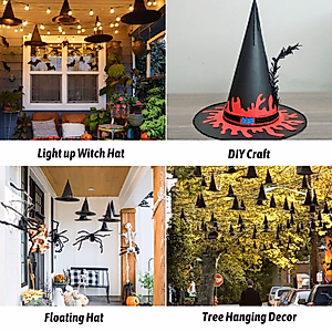 FOIMAS 12pcs Halloween Costume Witch Hat,Black Witch Hat with Hanging Rope for Halloween Costume Party Favor Home Decoration Supply
