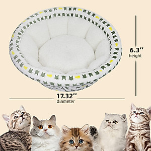 AIWIKIDE Super Soft Small Dog Bed & Cat Bed, Anti-Anxiety Puppy Cuddler Bed, Cozy Round Fluffy Plush Pet Bed, Machine Washable Faux Fur Donut Cuddler Cat Bed …