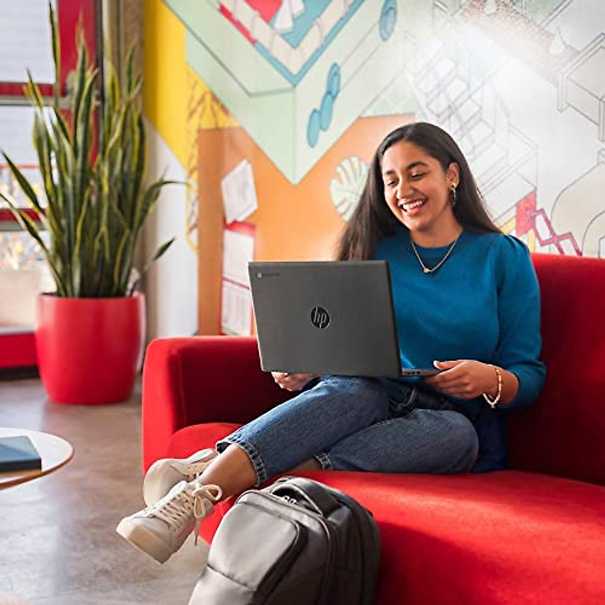 HP 2023 est Chromebook Laptop Student Business,14'' HD Display,Quad-Core Intel Celeron N4120 Processor,4GB RAM,64GB eMMC,720p Webcam,WiFi,Bluetooth,14+ Hrs Battery,Chrome OS+MarxsolCables Modern Gray