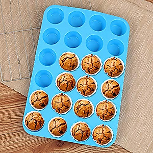 Cozihom Silicone Muffin Pan, Cupcake Pan, 24 Cups, Food Grade Egg Muffin Baking Silicone Molds, Non-stick, 3 Pcs