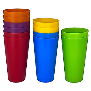 Yalin 32 ounce Plastic Tumblers/Large Drinking Glasses/Party Cups/Iced Tea Glasses,Unbreakable, Dishwasher Safe, BPA Free,set of 12 in 6 Assorted Colors