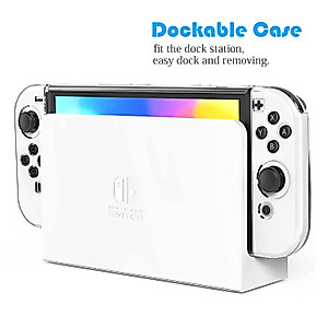 Clear Case for Nintendo Switch OLED, 3 in 1 Dockable Protective Case for Switch OLED and Joy-Con Controller Shock-Absorption and Anti-Scratch Design (Clear)