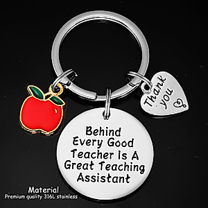 Kivosliviz Teacher Assistant Gifts Keychain for Women Men Merch Teaching Assistant Appreciation Key Chain Keyring Jewelry Great Best Teacher Aide Teacher Assistant Keychain