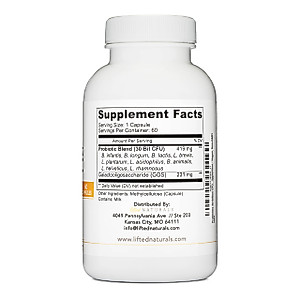 Lifted Naturals Mood Boosting Probiotic 30 Billion CFU - Mood Support Supplement, Prebiotics and Probiotics for Women & Men, Acidophilus Lactobacillus Probiotic, Shelf Stable & Non-GMO, 60 Capsules