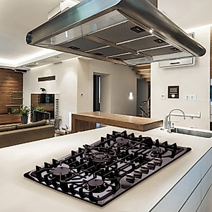 30 Inch Gas Cooktop, Built-in Stainless Steel Gas Stovetop 5 High Efficiency Burners Gas Stove LPG/NG Convertible Gas Hob (Black)