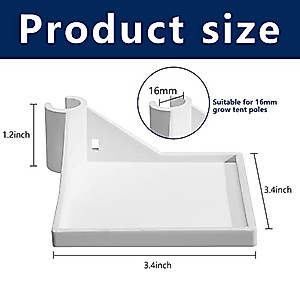 codree 4PCS Grow Tent Corner Shelf-White Grow Tent Poles Shelf with Zip Tie Notch-Grow Tent Poles Accessories Mount for Place The Hygrometer Camera and Planting Equipment(16mm)