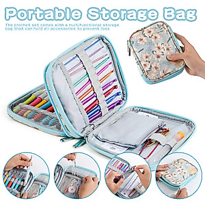 Mayboos 96 Pack Crochet Hooks Set, Ergonomic Knitting Needle Weave Yarn Kits with Storage Case and Crochet Needle Accessories, Crochet Needles Kit for Beginners and Experienced Crochet Hook Lovers