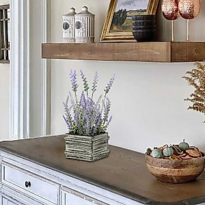 DILATATA Lavender Flowers Artificial Lavender Decor Fake Lavender Plant in Rustic Metal Pot Faux Plants in Pots for Home Bathroom Table Centerpieces Wedding Decor Potted Lavender Flower Purple Decor