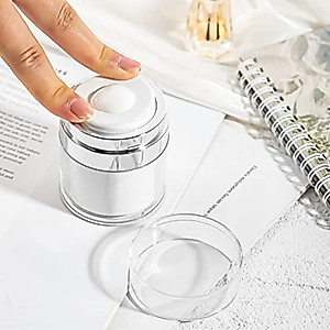 Cream Jar Vacuum Bottle, 4Pcs Refillable Airless Pump Jars with Pump Lid, Portable Travel Airless Cosmetic Container for Cream and Lotion, 1 oz